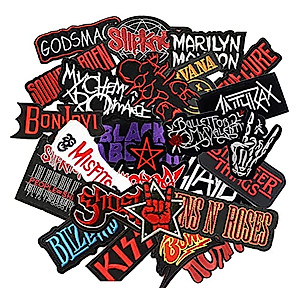 NINENINE 25Pcs Mixed Patches Lot Band Rock Patches Iron On Stripes for Clothing Embroidery Badges Clothes Stickers Jacket Applique Punk Music
