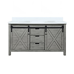 Bell+Modern Ketchum 60 inch Ash Grey Double Bath Vanity and Cultured Marble Countertop