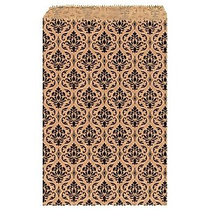 RJ Displays- 200 Pack Damask Brown Kraft Paper Bags, 4" x 6" inch for Candy, Cookies, Small Gift, Crafts, Party Favor, Cookies, Candy, Chocolate, Small Gifts, Sandwich, Jewelry Merchandise