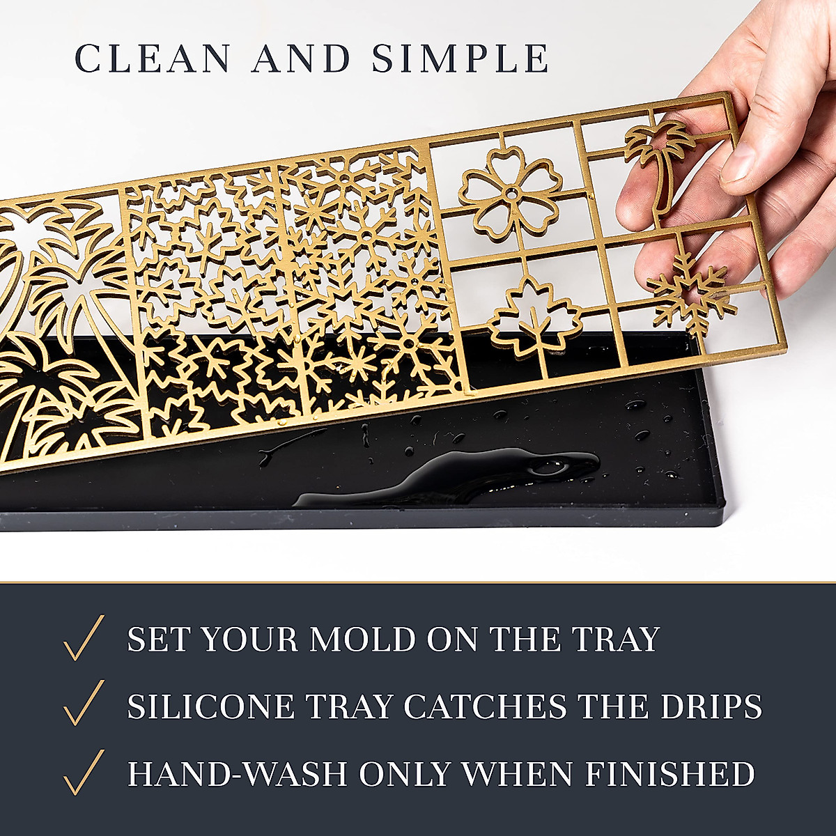 Clear Ice Cube Maker Design Tray - Craft Modern Ice Molds for Bourbon & Cocktails in 5 Seconds - Whiskey Mold Cube Stamp – Bartender Accessories - Copper Ice Press Cocktails by Ash Harbor (Seasons)