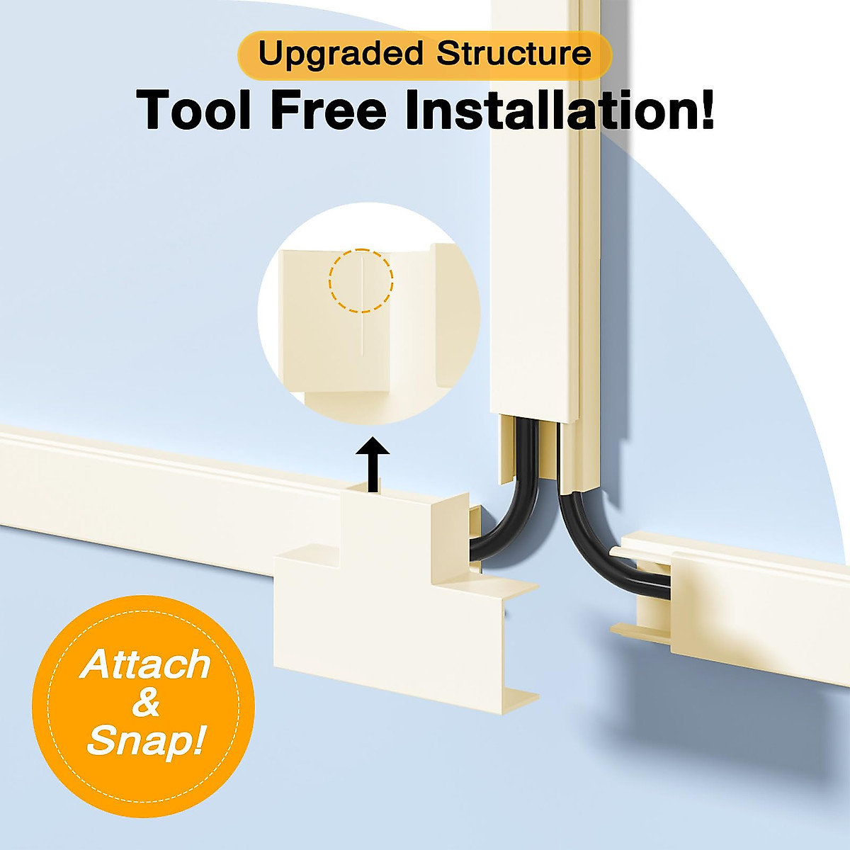 Cord Cover Wall, 157in Delamu Cord Hider Wall Mounted TV, Wire Covers for Cords Cable Management, Cable Raceway Cable Hider Concealer, Cable Cover Wire Hider to Hide Cords, 10XL15.7W0.95H0.55in Beige