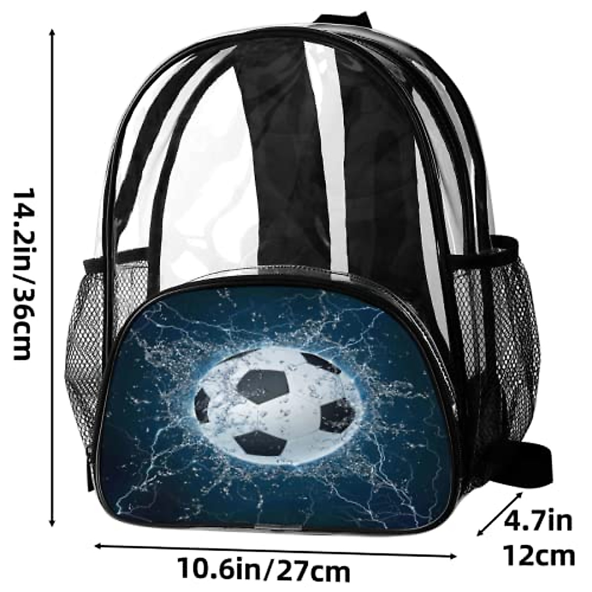 YoCosy Water Soccer Sport Ball Clear Mini Backpack Heavy Duty Small Transparent Backpack Purse Stadium Approved Clear Bag for Women Men Girls Kids School Sports Travel
