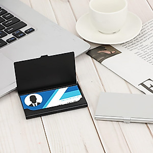 Vin Beauty Business Card Holder for Men, Business Card Case for Women, Pocket Business Card Case, Slim Business Card Wallet, Credit Card Holder, Metal Card Holders for Women Men(2Pcs Black&Silver)