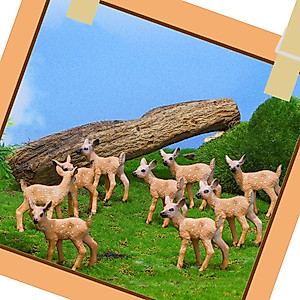 Skylety 14 Pieces Miniature Deer Figurines for Crafts Deer Cake Toppers Mini Deer Figurines Deer Toys for Birthday Party Shower Decorations