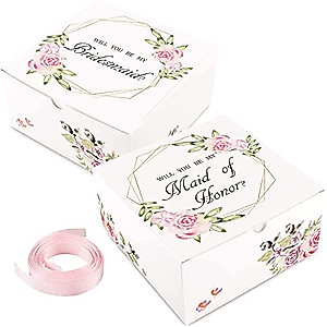 Moretoes 10pcs Bridesmaid Proposal Boxes with Ribbon, 2 Maid of Honor Boxes and 8 Will You Be My Bridesmaid Boxes for Bridesmaid Gifts