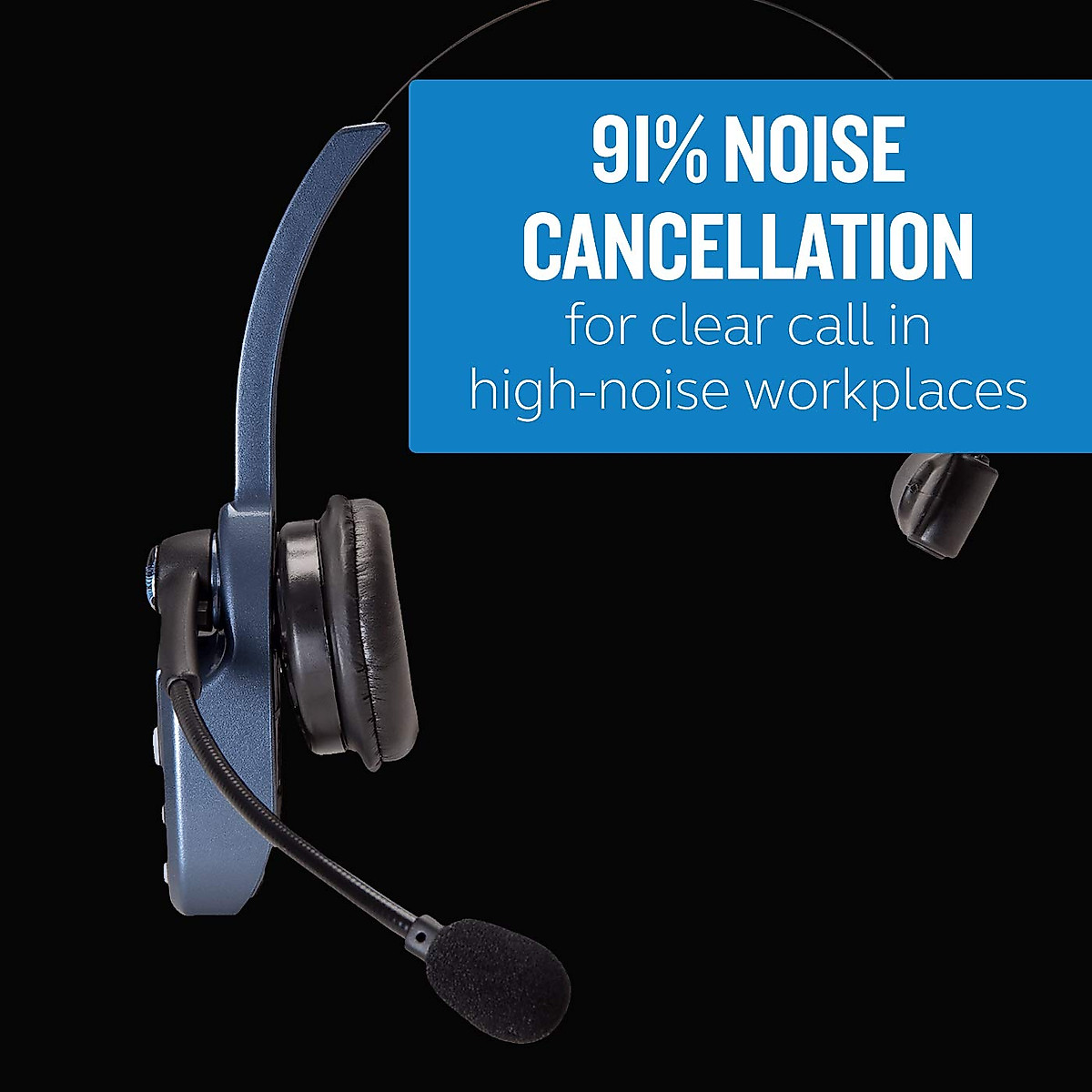 BlueParrott B250-XTS Bluetooth Headset with USB-A Charging, Noise Cancelling Headset, Long Battery Life, Easily Connect to Multiple Devices at Once