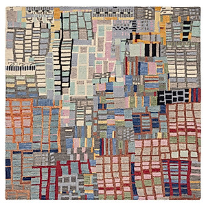 SAFAVIEH Aspen Collection 7' Square Ivory/Black APN517A Handmade Boho Abstract Premium Wool Living Room Dining Bedroom Area Rug