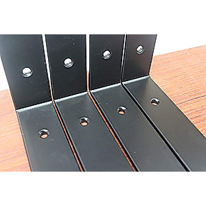 4 Pack - 5.5"L x 4"H x 1.5"W 5mm Thick Black Hook Brackets, Hook Iron Shelf Brackets, J Bracket, Metal Shelf Bracket, Industrial Shelf Bracket, Modern Shelf Bracket Shelf Supports with Screws