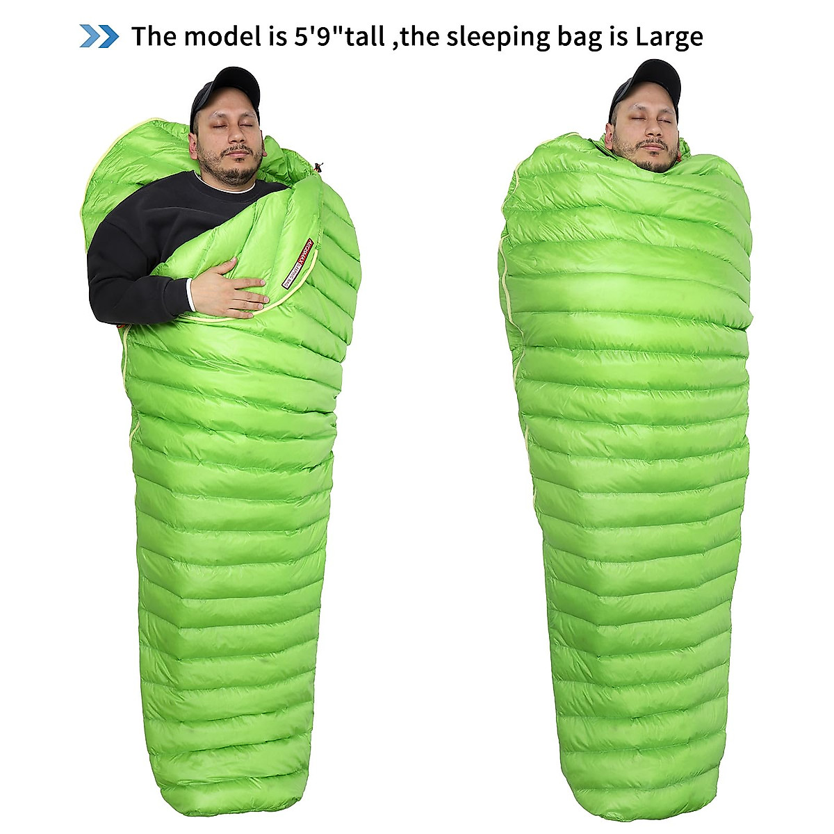 AEGISMAX Camping Sleeping Bag,Warm Weather 52℉- Goose Down Sleeping Bag,Portable Urltra-Light Mummy Sleeping,Outdoor Hiking for Adults Backpacking with Compression Bags(Green,Medium)