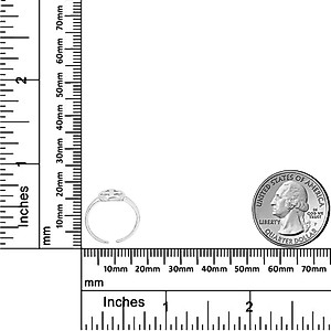 AVORA 925 Sterling Silver Adjustable Peace Sign Toe Ring