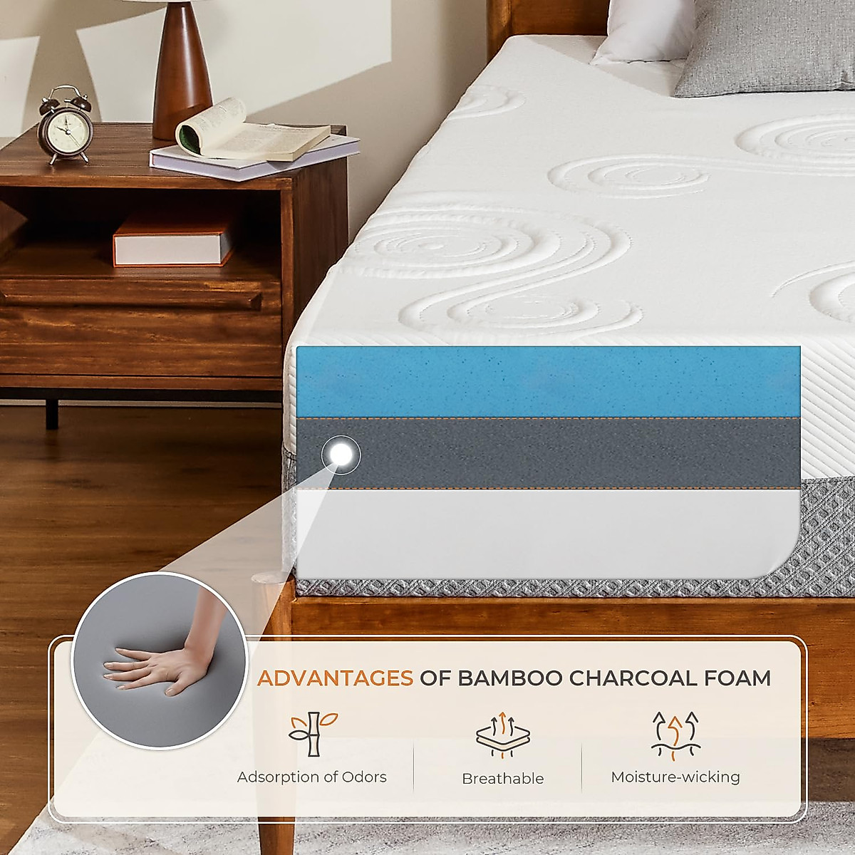 Sweetnight King Mattress, 10 Inch Plush Foam Mattress, Cooling Gel Memory Foam Mattress for Comfy Sleep and Moisture Wicking