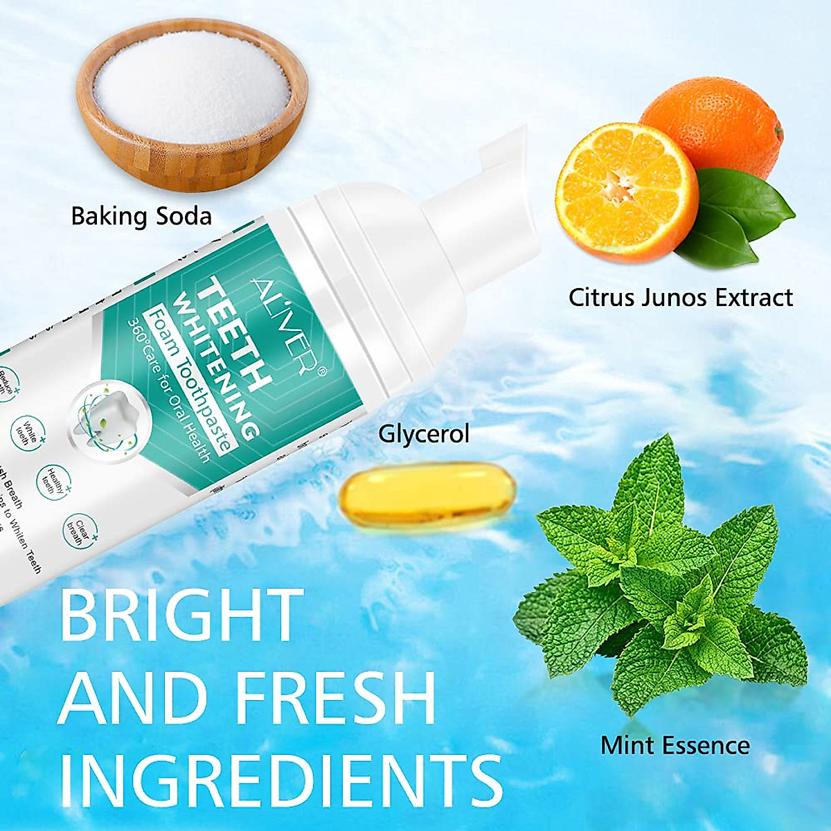 ZIXAOK 1Pc Toothpaste Cleansing Foam, 60ml Baking Soda Toothpaste, Mint Adult