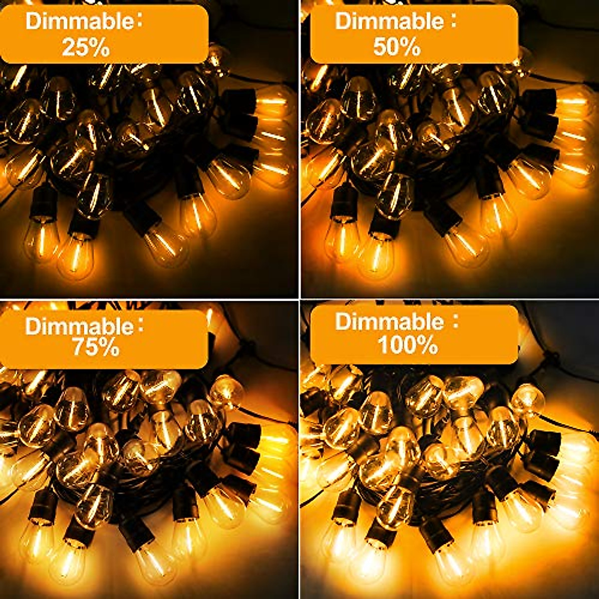 Solar Powered Waterproof LED Outdoor String Lights with Dimmable Remote Control for Backyard Garden Patio Pergola Gazebo Bistro Bedroom Christmas Wedding Party (56FT)