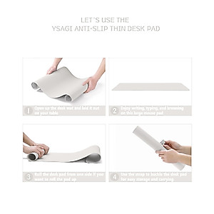 YSAGi Non-Slip Leather Desk Pad, Waterproof Laptop Computer Desk Keyboard Mat, Table Protector Blotter Mat, Large Mouse Pad for Office/Work/Home/Decor(Apricot Gray, 31.5" x 15.7")