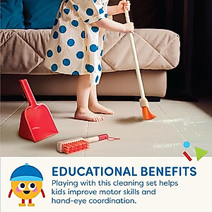 Battat- Kids Cleaning Set – Cleaning Toys For Toddlers, Children – Pretend Play Kit- Broom, Mop, Brush, Dustpan, Duster- Sweep n' Clean- 2 Years +
