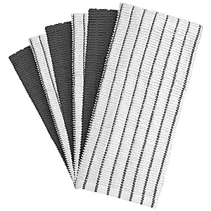 Pack of 6 Premium Bright Kitchen Towels Set - Striped Chef Weave Kitchen Hand Towels - Large, 380 GSM, Extra Absorbent - Dish Towels for Drying Dishes - Cotton Tea Towels - Kitchen Hand Towels - Grey