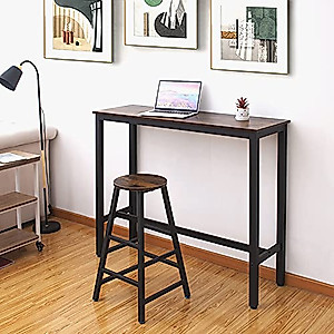 Coral Flower Kitchen Table, Heavy Duty Metal Frame, Industrial Style, for Living, Dining Room, Rustic Brown.