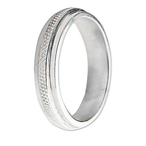 NOVICA Artisan Handmade Sterling Silver Band Ring Fair Trade Artisan Jewelry No Stone Indonesia Modern [band Width 5 mm W] ' Artful'