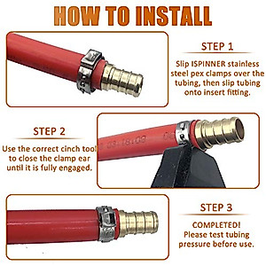 ISPINNER PEX Cinch Clamps, 100pcs 1/2 Inch 304 Stainless Steel PEX Clamps