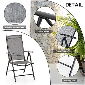 PHI VILLA 9 Piece Patio Dining Set, Outdoor Dining Set with Patio Furniture Table Chairs Set, Adjustable Folding Patio Chairs & Extendable Metal Steel Table for Garden
