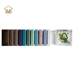 Muzilife 8x8 Shadow Box Picture Frame with Linen Board - Deep Wood & Glass Display Rustic Case Ready to Hang Memorabilia, Pins, Awards, Medals, Wedding, Tickets, and Photos, Carbonized Small