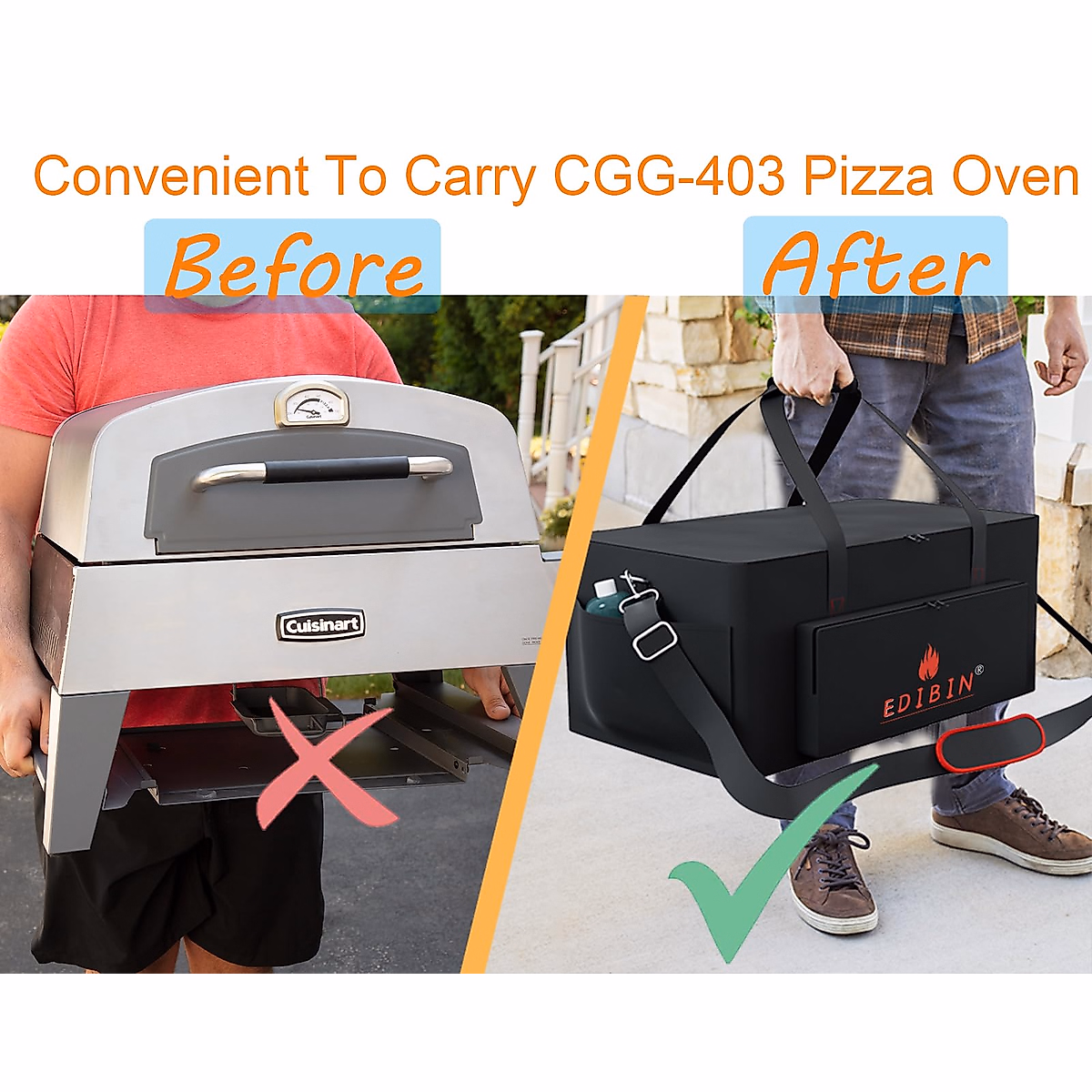 Pizza Oven Plus Carry Bag for Cuisinart CGG-403 3-in-1 Pizza Oven Plus, Heavy Duty 600D Waterproof Pizza Oven Plus Grill Carry Bag for Cuisinart 3 in 1 Pizza Oven Plus Black