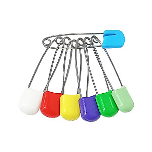 50 Pcs Diaper Pins, Plastic Head Safety Pin with Safe Locking Closures (Colorful)