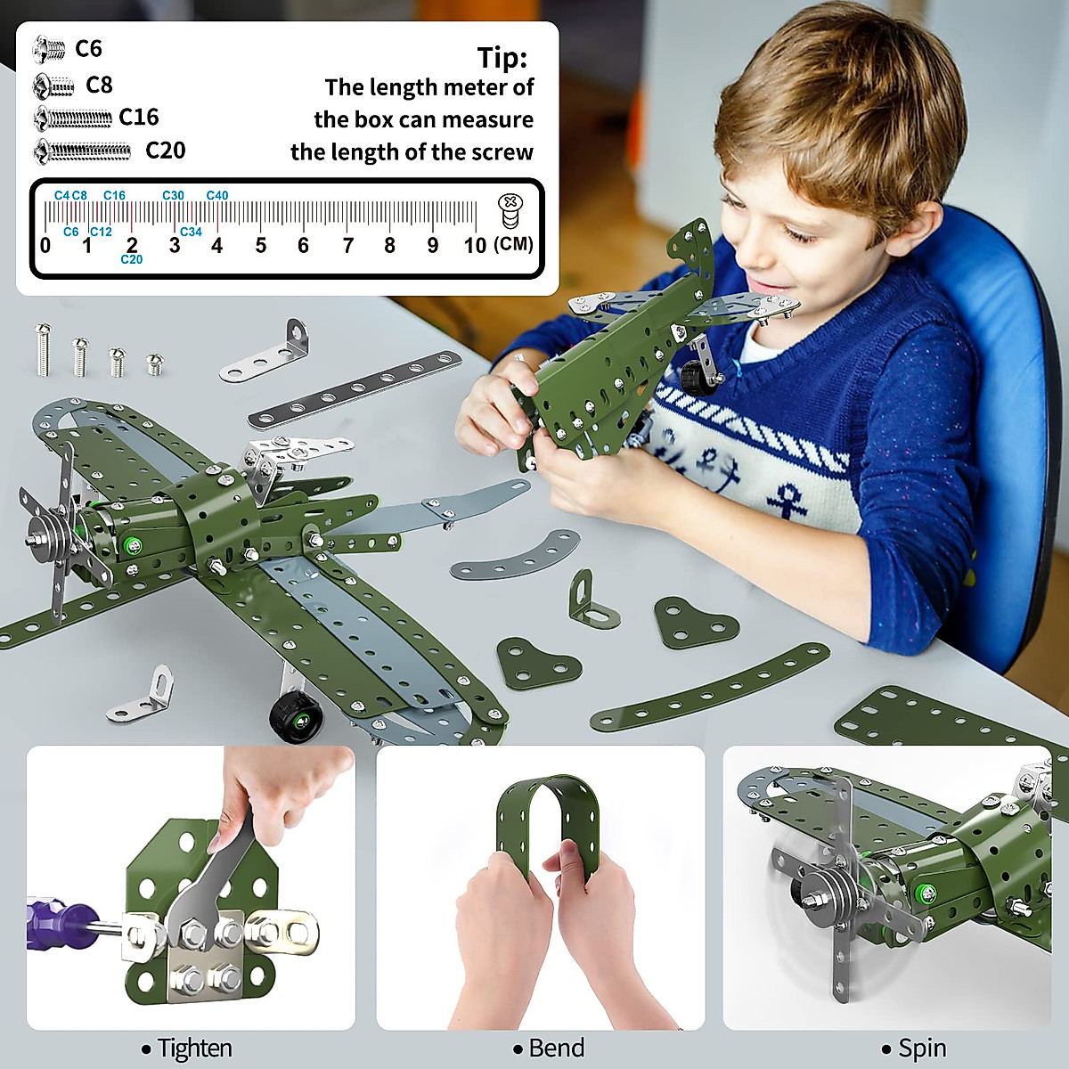 Garbo Star STEM Building Projects Model Airplane Set - 285 Pieces STEM Project Building Toys for Kids Ages 8-12-16, Assembly Science Kit Educational Birthday Gift for Kids Boys 8 9 10 11 12 Years Old