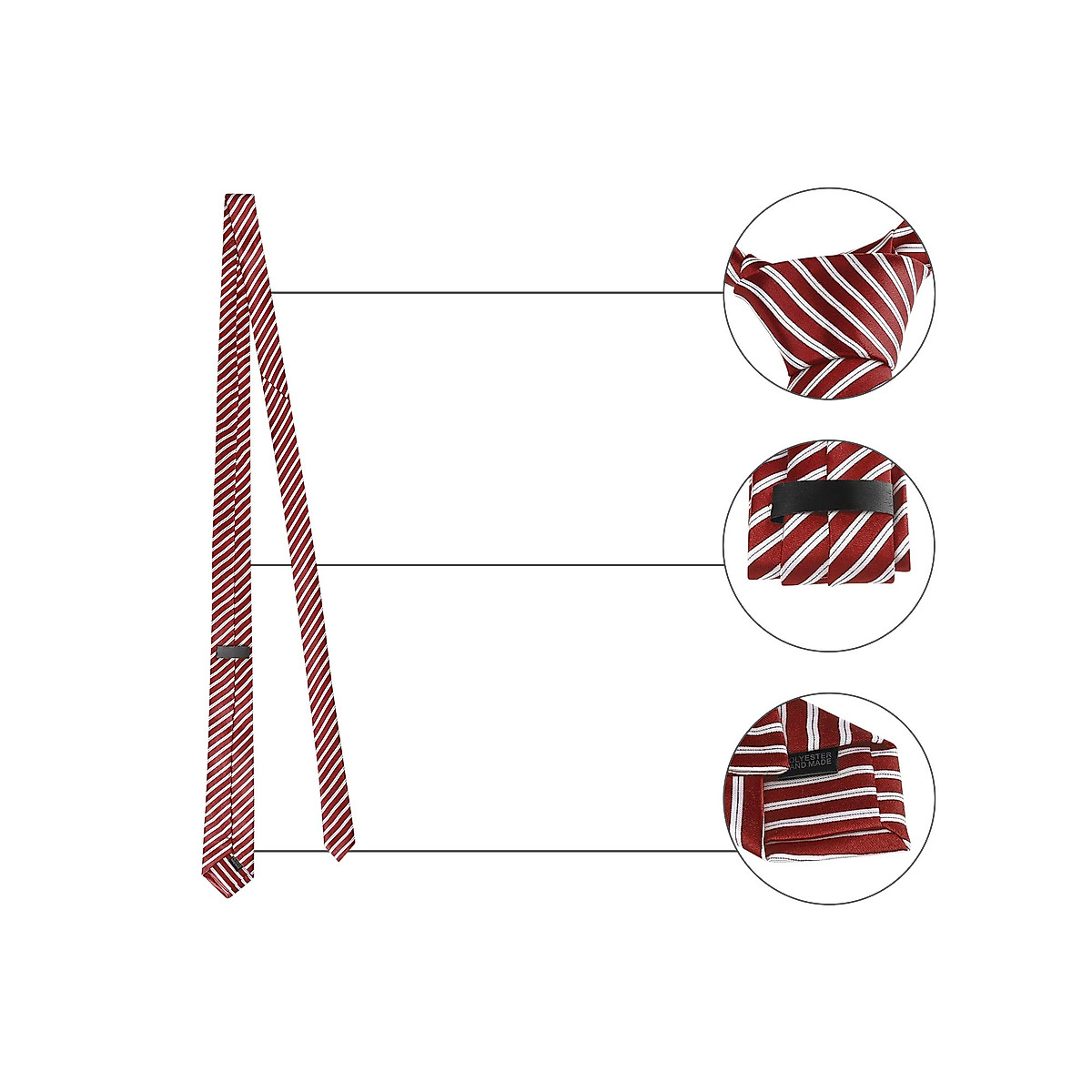 Allegra K Men's Stripe Classic Self-Tied Necktie Skinny Tie Slim Ties for Business Casual One Size Red