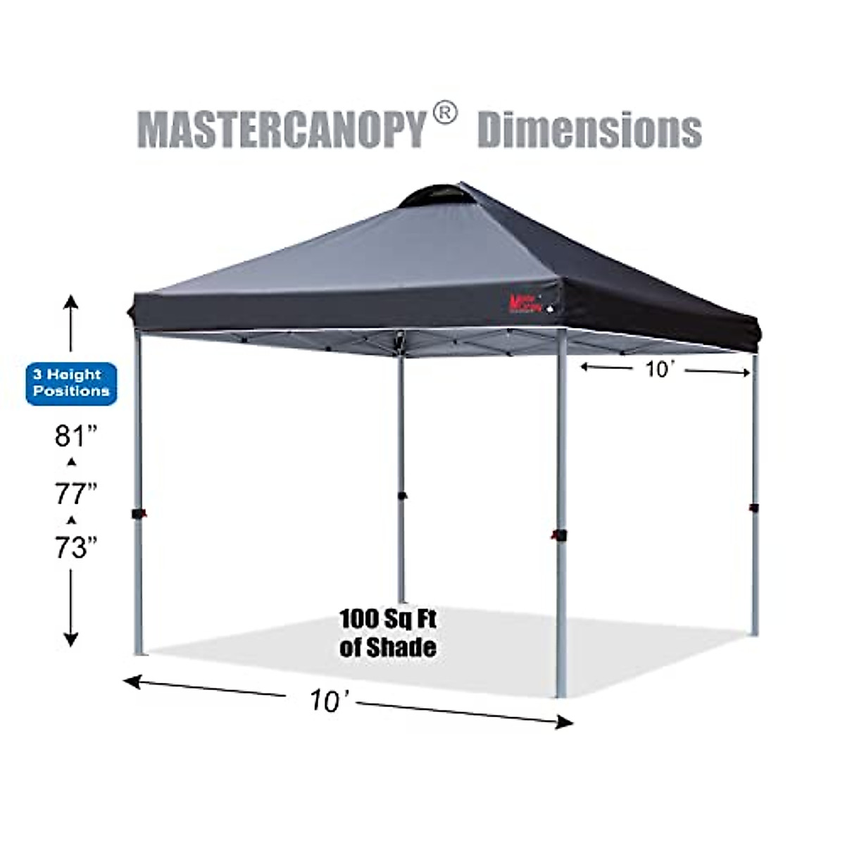 MASTERCANOPY Durable Ez Pop-up Canopy Tent with Roller Bag (10x10, Black)