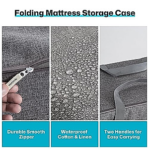 Folding Mattress Storage Bag - Trifold Memory Foam Mattress Carry Case, Portable Mattress Sofa Bed Carrying Box for 4" Full & Queen Size Foldable Floor Mattress, 60"x27.5"x13"