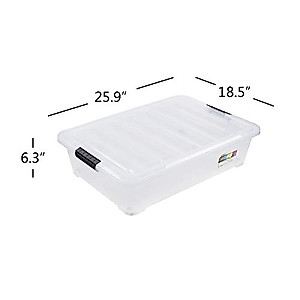 Eagrye 3-Pack Plastic Underbed Storage Bin, Clear Under Bed Storage Box