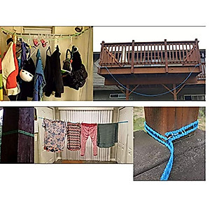 Long Compact Lightweight Camping Hiking Travel Portable Adjustable Rustproof Non-Slip Laundry Hanger Clothesline 16.5' Feet w/ Bonus Plastic Clothes Clips and Mesh Zipper Pouch