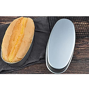 Kichvoe Mini Cake Pans Oval Toast Loaf Pan Baking Bread Cheesecake Non-stick Cake Molds Aluminum Alloy DIY Bread Tray for Oven Kitchen Bakery Tools Silver Mini Loaf Pan