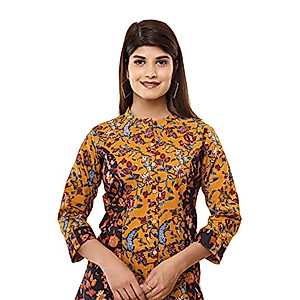 Vihaan IMPEX Yellow Floral Printed Hot Tunic Casual Kurti Top for Women Shirt for Ladies