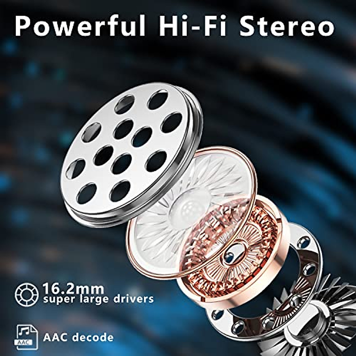 Wireless Headphones Open Ear Bluetooth Earbuds with Mic for Android & iPhone, Waterproof Sports Earphones with Earhooks LED Power Display HiFi Stereo Sound Ear Buds for Gym Workouts, Running, Cycling
