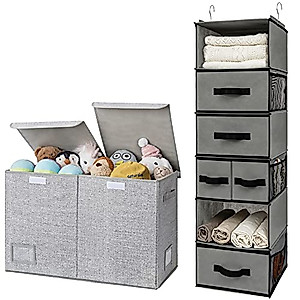 GRANNY SAYS Bundle of 1-Pack Shelf Organizer for Closet & 1-Pack Extra Large Rectangle Storage Bin