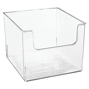 mDesign Plastic Home Storage Organizer Bin for Cube Furniture Shelving in Office, Entryway, Closet, Cabinet, Bedroom, Laundry Room, Nursery, Kids Toy Room - Open Front - Clear