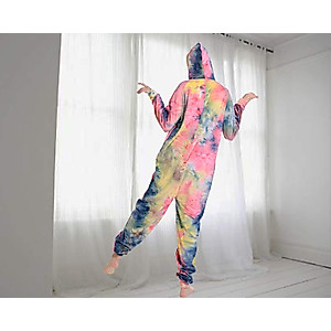 Lifeye Adult Jumpsuit Pajamas Hoodie Homewear Romper Sleepwear Tie Dye Costume for Women Men