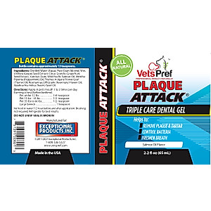 Plaque Attack Gel with Wild Salmon Oil. As Seen On TV Pet Dental, Don't Mess with Harsh Chemicals in Your pet's Food or Water, Simply Swipe on Teeth and Your pet's Teeth and Gums Will Improve.