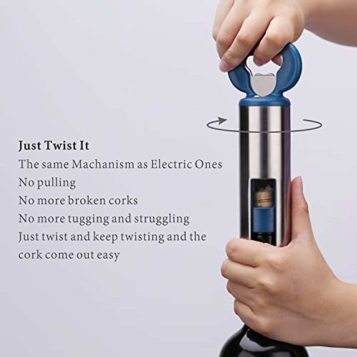 KITCHENDAO 3 in 1 Wine Bottle Opener Corkscrew with Foil Cutter, Beer Bottle Opener with Magnetic Cap Catcher, Works Easily Like Electric Opener, Wine Corkscrew, Gifts for Men and Women
