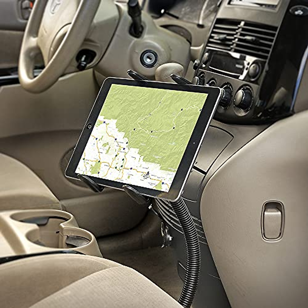 ARKON Mounts - Car Tablet Mount with 22-inch Arm and Seat Rail Attachment | Gooseneck Tablet Holder | Aluminum Construction | Ideal for Cars and Trucks