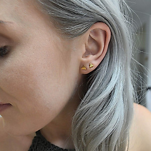 Womens Tiny Triple Ball Cluster Push-Back Stud Earrings in Sterling Silver White Gold Finish