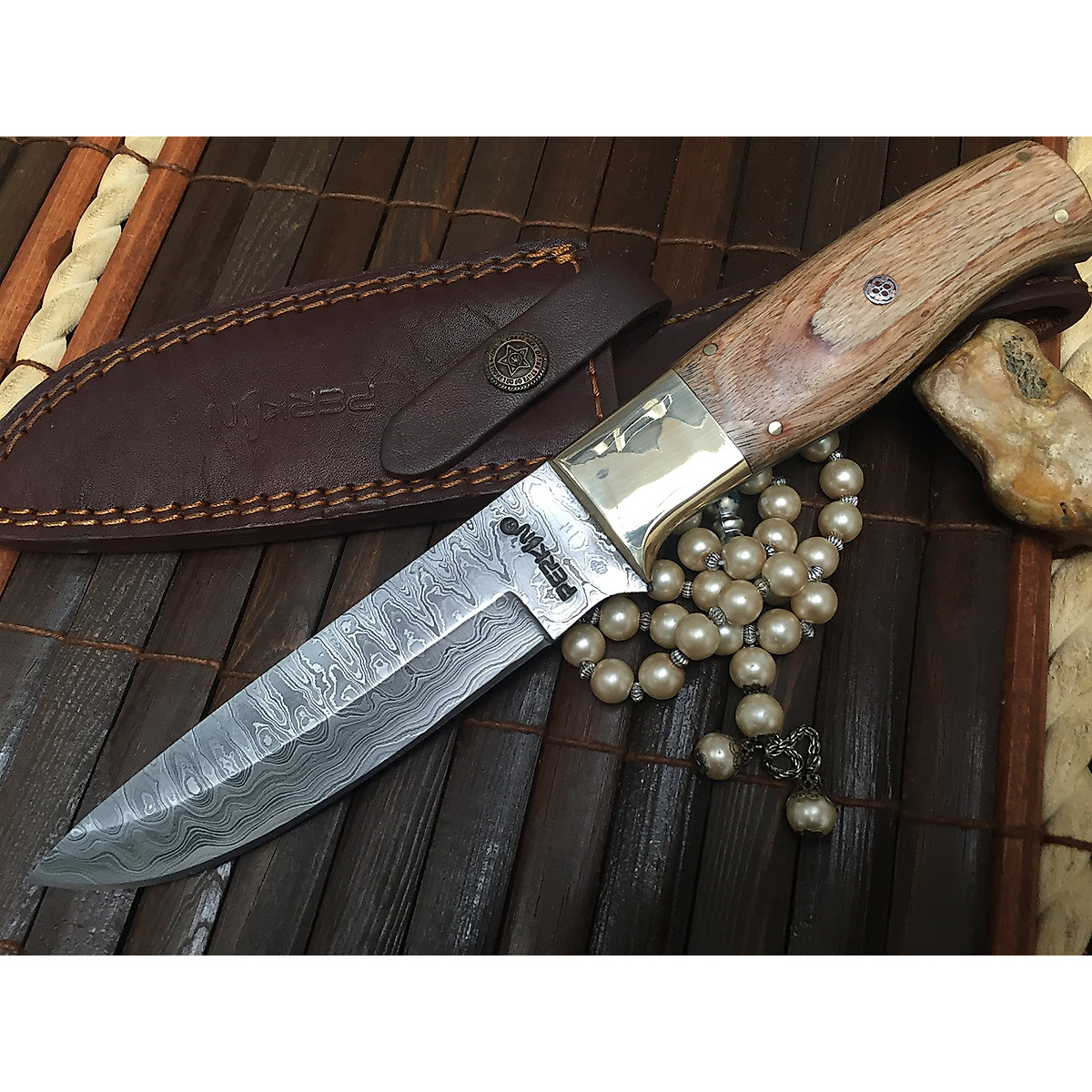 Perkin Knives - Custom Handmade Damascus Hunting Knife Fixed Blade Knife