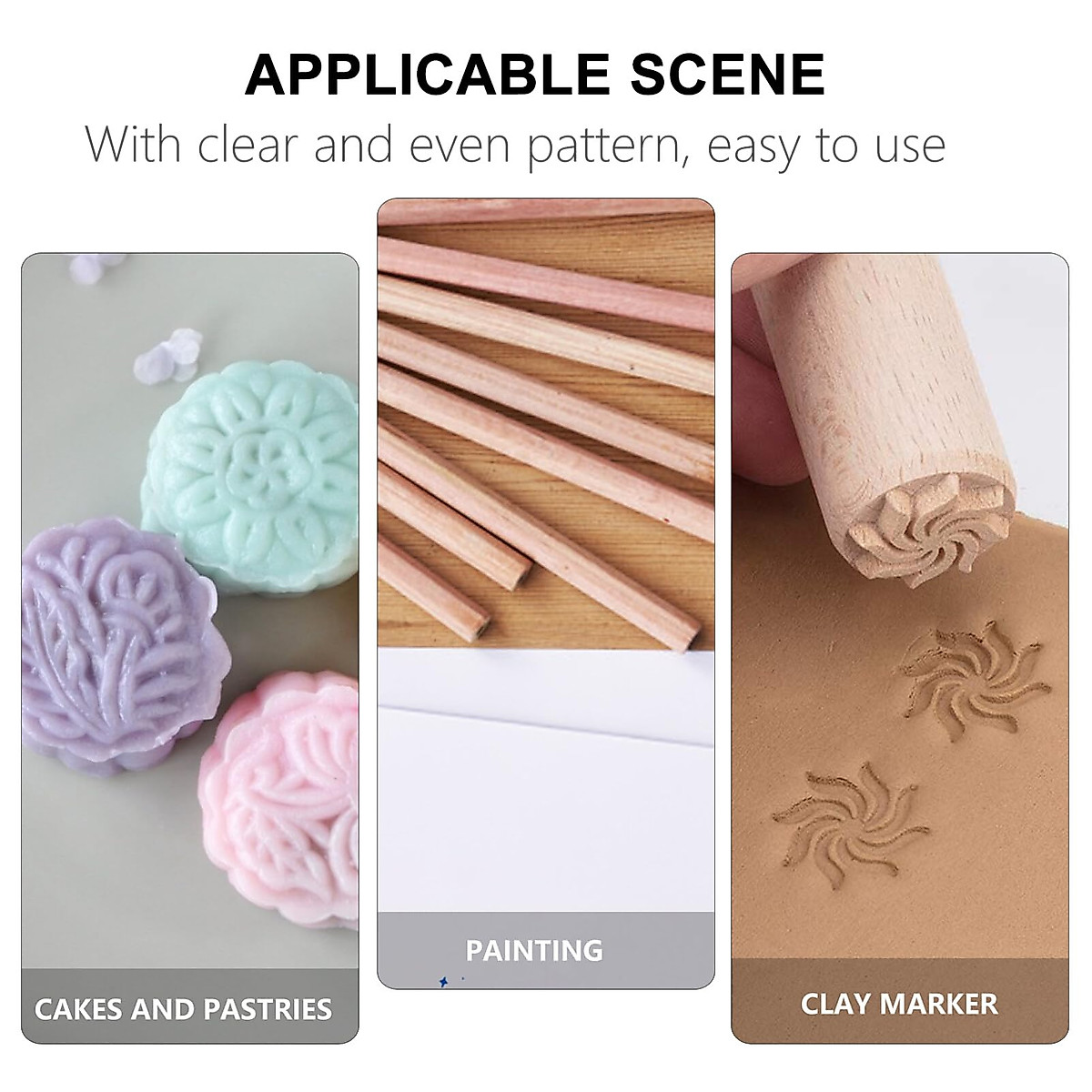 5pcs Wood Pottery Tools Stamps Wooden Clay Pottery Stamps Natural Wood Stamps with Mixed Patterns Patterns Round Pottery Stamps Floral Wooden Printing Stamps for DIY Clay Birthday