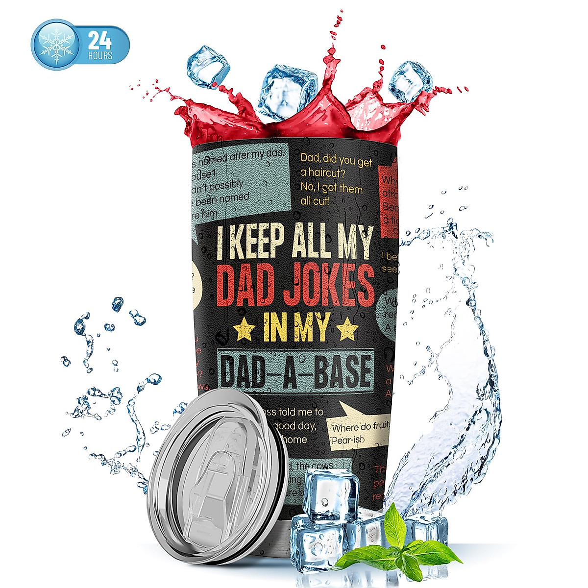 AGOT Dad Gifts for Dad from Children - Christmas Day Birthday Gifts for Dad from Daughter Son, Funny Dad Jokes 20oz Tumbler Gift for Men Who Have Everything Bonus Dad