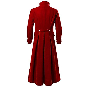 Men's Steampunk Jacket Tailcoat Halloween Cosplay Costumes Vintage Gothic Long Trench Coat Windbreaker Overcoat Red