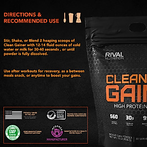 Rivalus Clean Gainer - Soft Serve Vanilla 10 Pound - Delicious Lean Mass Gainer with Premium Dairy Proteins, Complex Carbohydrates, and Quality Lipids, No Banned Substances, Made in USA
