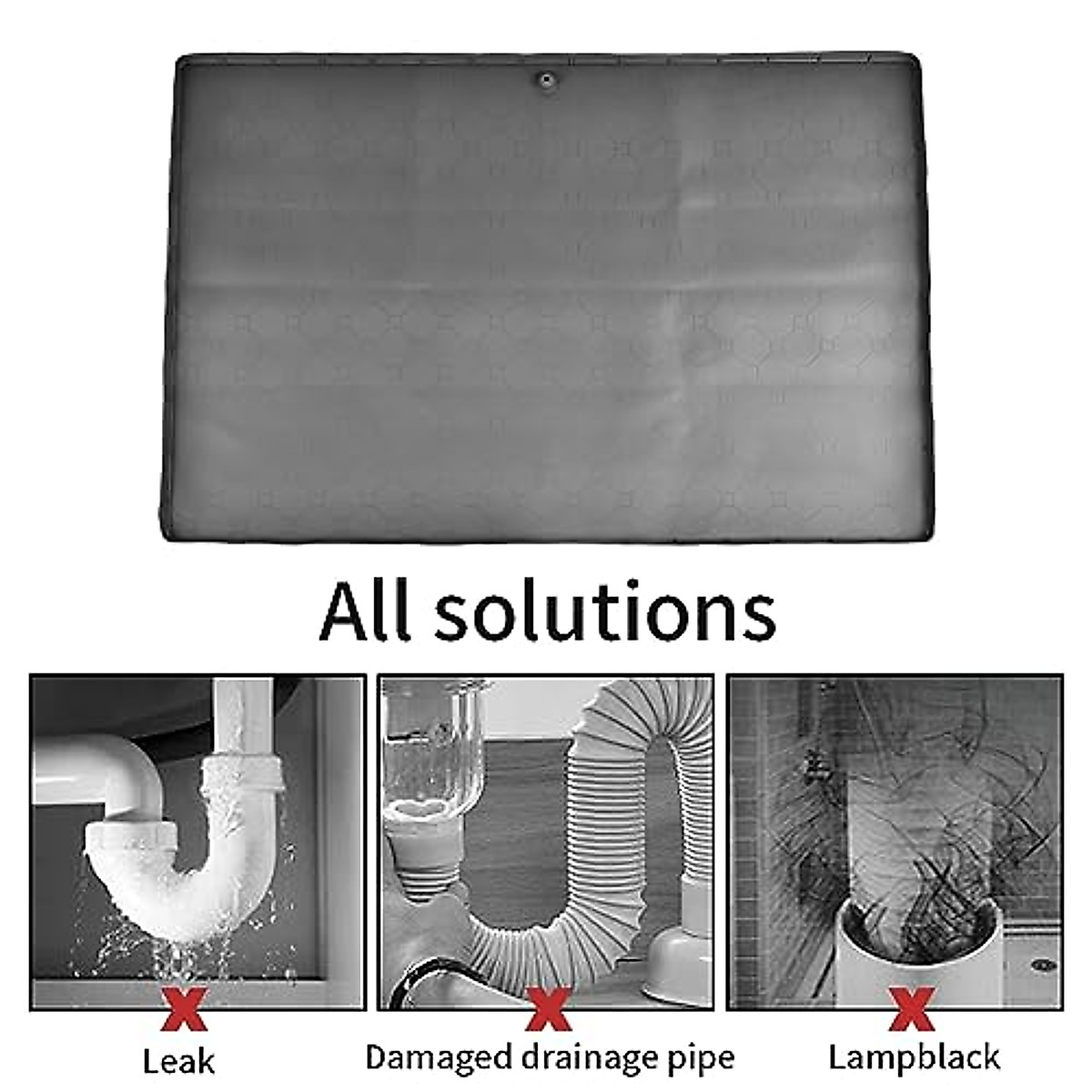 Under Sink Mat,34"x22" Silicone Waterproo-f Under Sink Mat for Kitchen,Flexible Sink Cabinet Organizer Tray,Kitchen Bathroom Cabinet Mat and Protector for Drips Leaks Spills(Gray)
