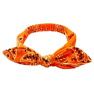Shimmer Anna Shine Halloween and Fall Orange Bandana Headbands and Scrunchies for Women and Girls (Orange Knotted Bandana)